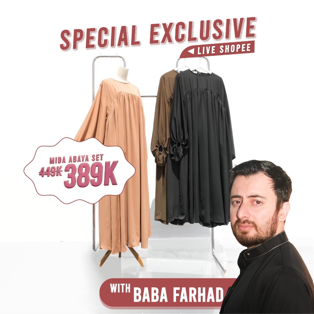 Jual [LIVE EXCLUSIVE FARHAD BABA] Lozy Hijab - Mida Abaya Khimar Set (Abaya Set Khimar Haji dan ...