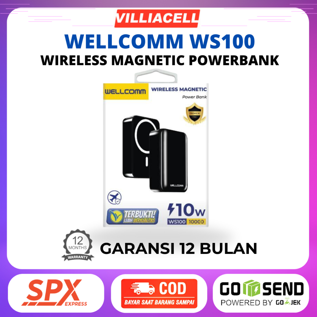 Jual WELLCOMM WIRELESS MAGNETIC POWERBANK WS100 WS50 10.000MAH - POWER ...