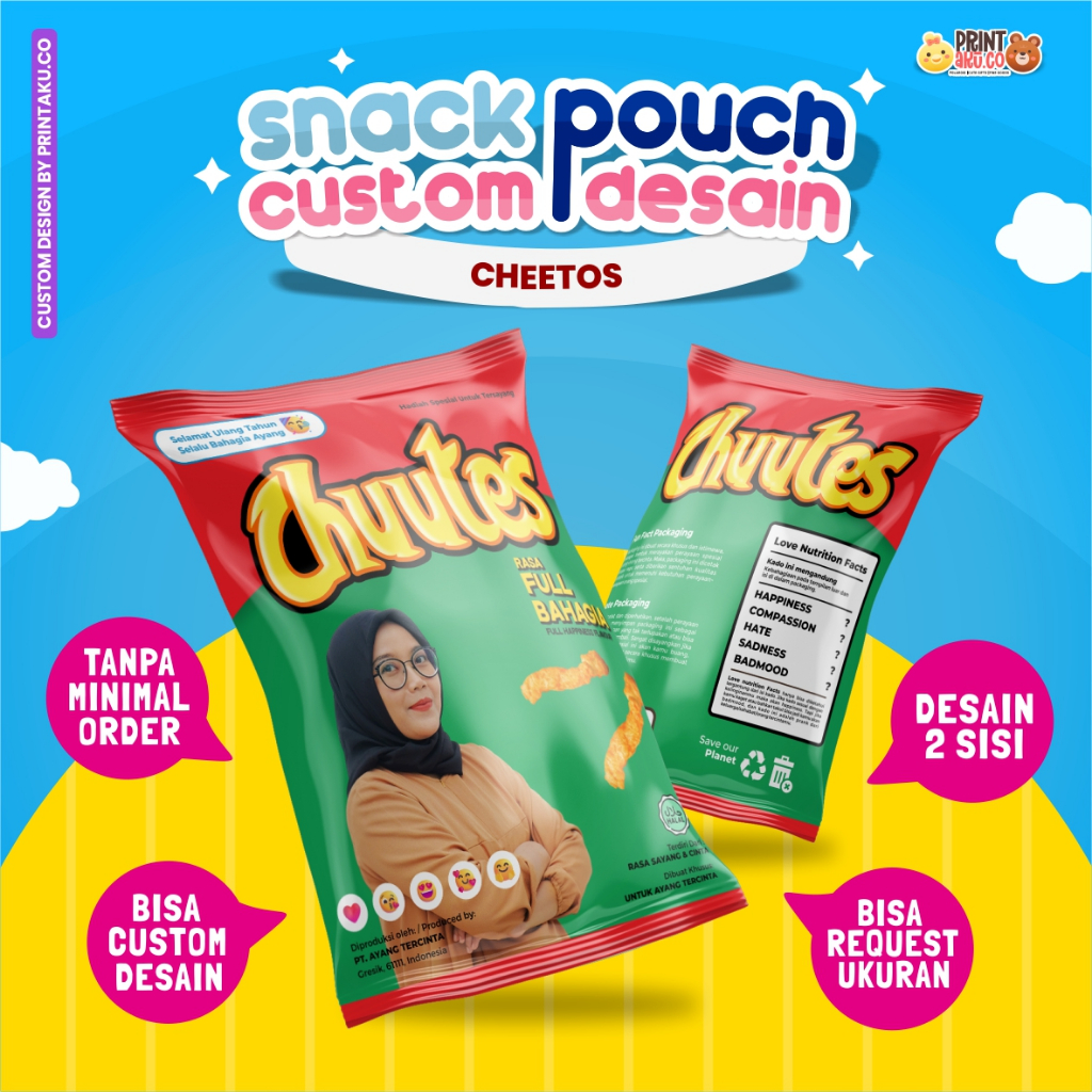 Jual Bungkus Kado Custom | Snack Custom Foto Teks Bungkus Kado Pouch ...
