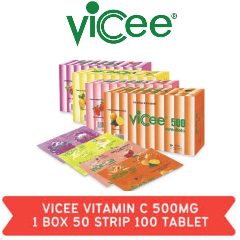 Jual Vitamin C Vicee 500mg 100 Tablet [ 50 Strip ] Vice - Jeruk Anggur ...