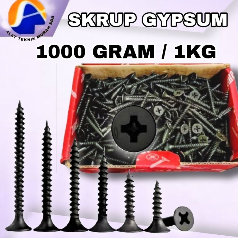 Jual 1Kotak 1000gr Sekrup Skrup Gypsum Drywall Screw (3/4") (1") (1 1/4") (1 1/2") (2") Inch ...