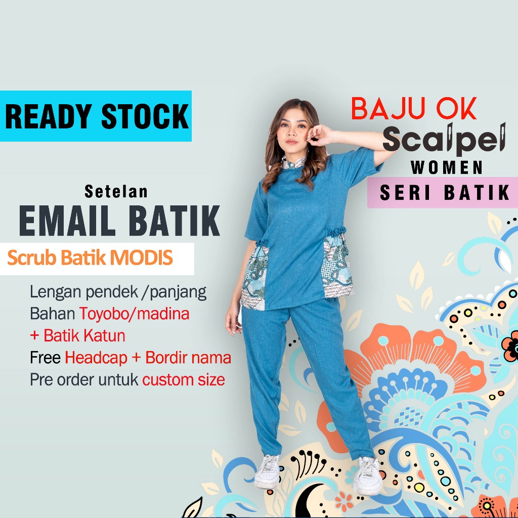 Jual [FREE BORDIR NAMA] Scrub batik wanita EMAIL | Shopee Indonesia
