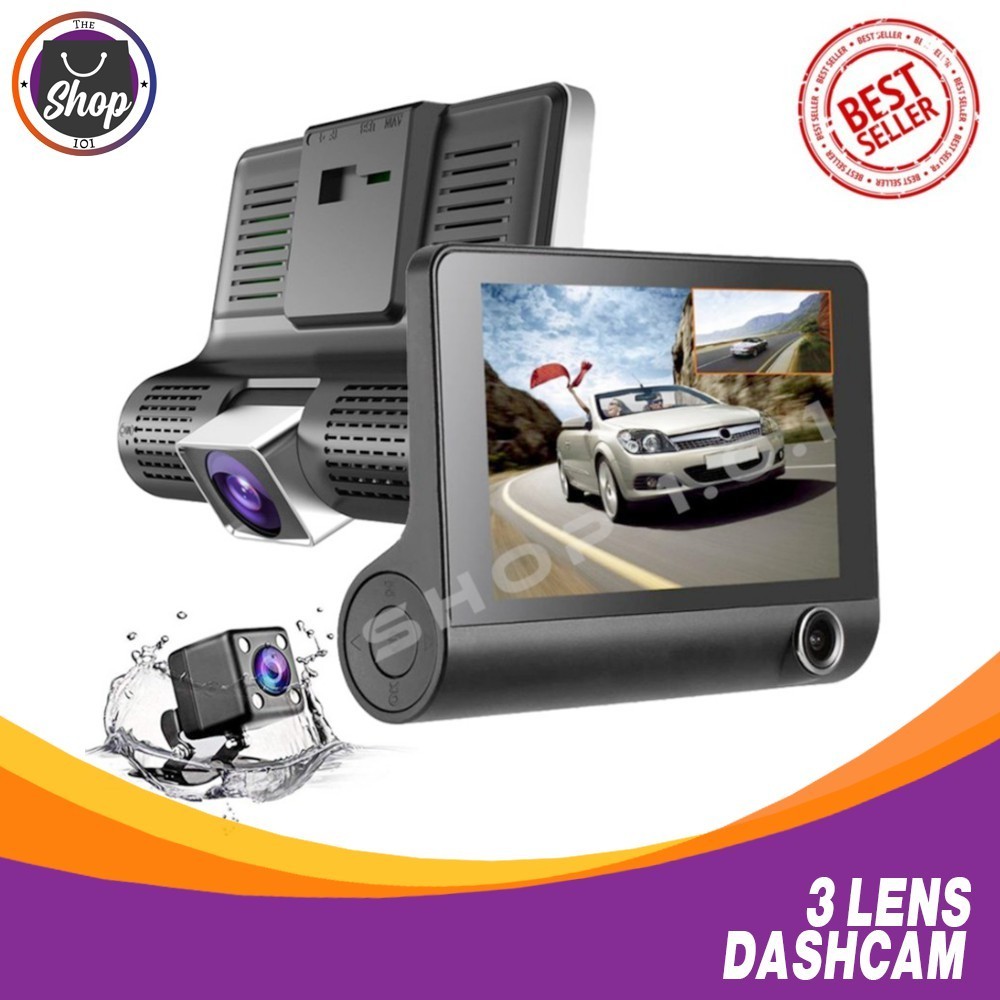 Jual QCY A27 3 Lens Dashcam FHD Car Camera Front-Indoor-Back Camera for ...