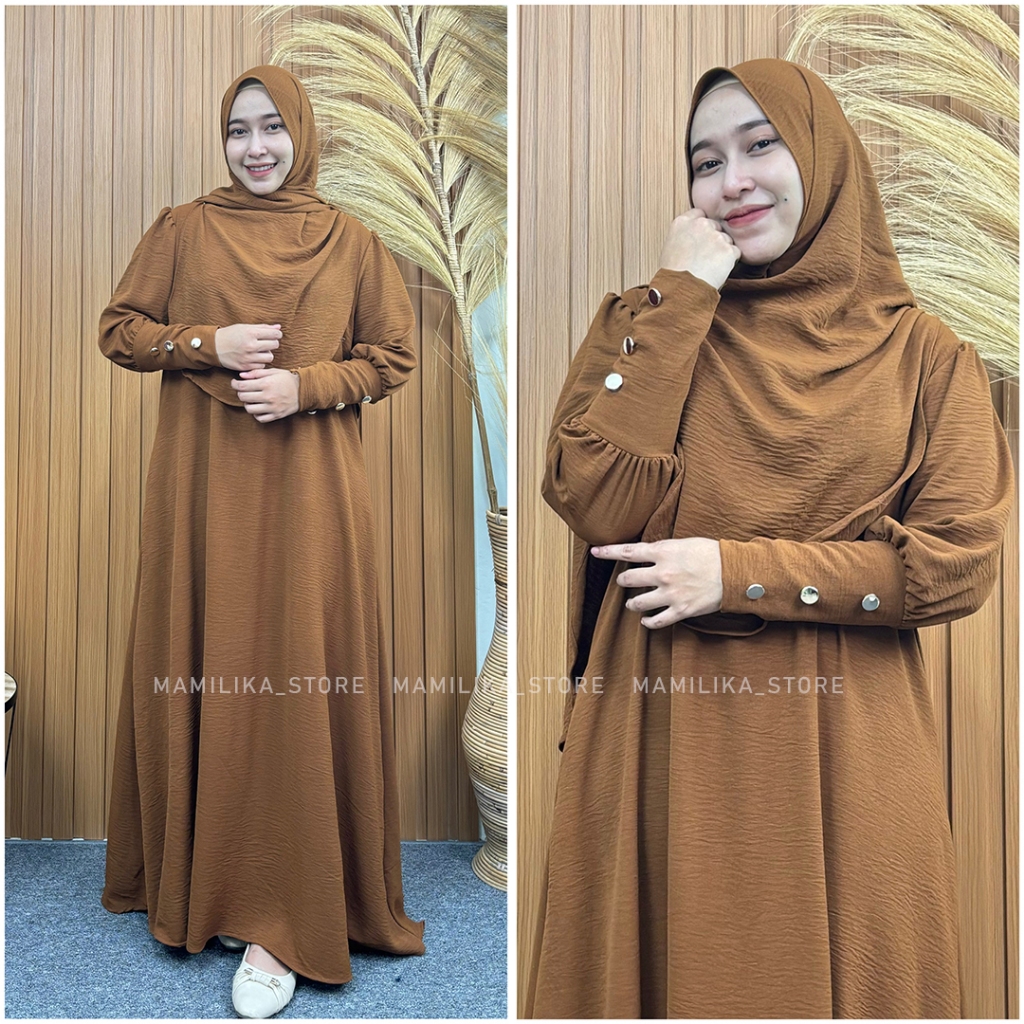 Jual Abaya Set Hijab Lengan Kancing | Shopee Indonesia