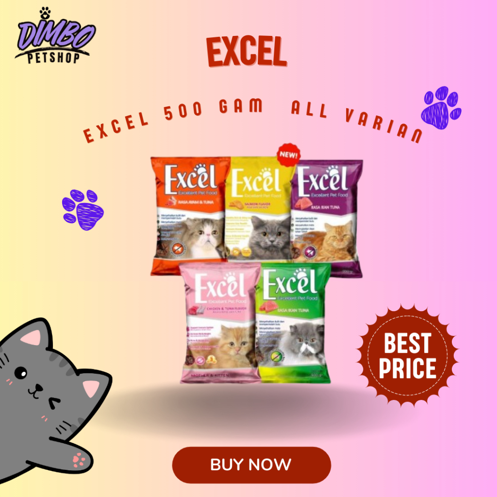 Jual Excel Makanan Kucing 500 Gram berbagai varian | Shopee Indonesia