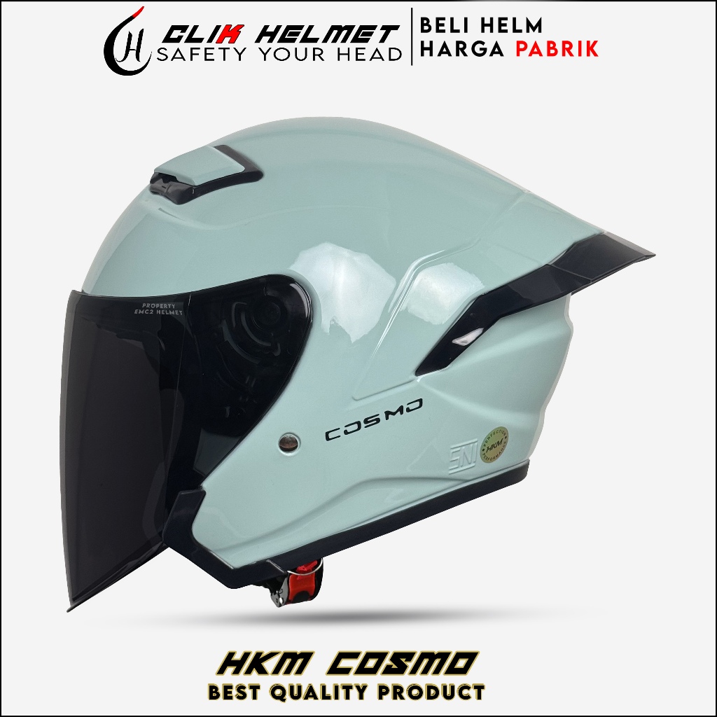 Jual Helm Half Face HKM COSMO | Mint Kaca Hitam | Helm Premium Paket ...