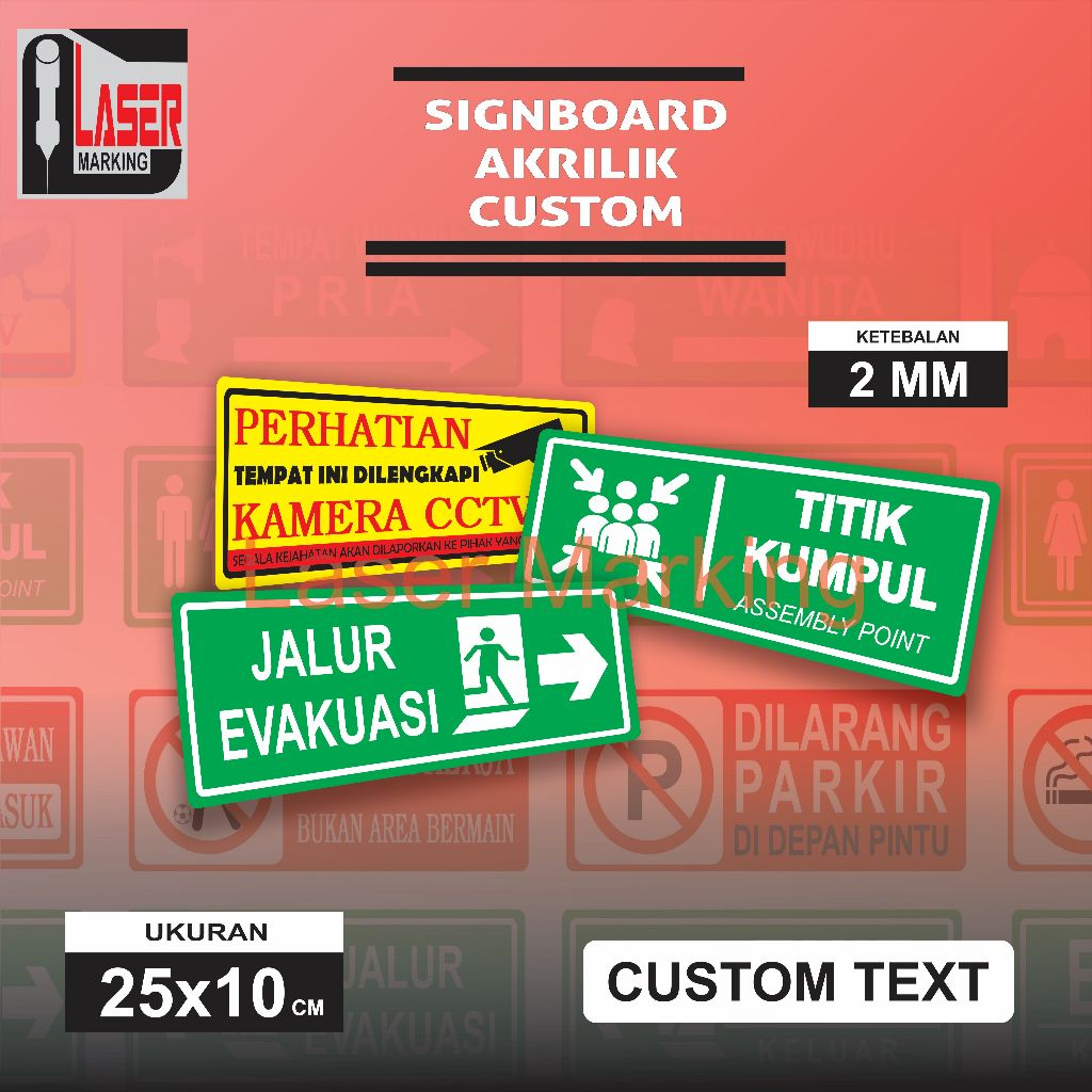 Jual SIGN BOARD AKRILIK LENGKAP MURAH 25X10 BISA CUSTOM TULISAN / PAPAN ...
