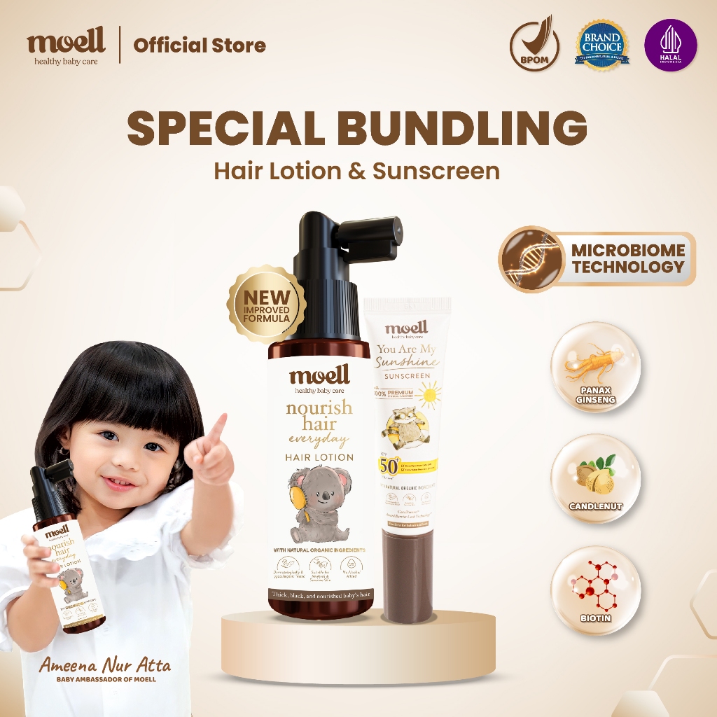 Jual Moell Special Bundling Hair Lotion 100ml & Sunscreen 30gr - Hair ...