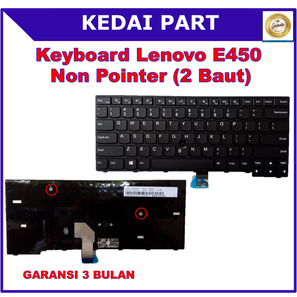 Jual Keyboard Lenovo Thinkpad E450 E450C E455 E431 E440 E460 E465 Non Pointer | Shopee Indonesia