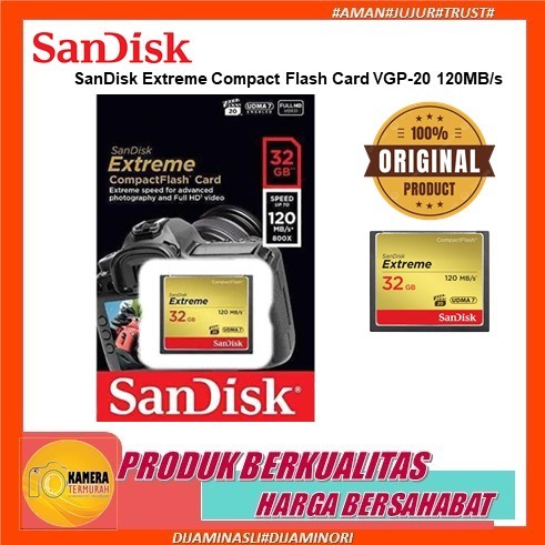 Jual Memory SanDisk Extreme Compact Flash 32gb Card VGP-20 120Mbps Full HD Video CF Card ...