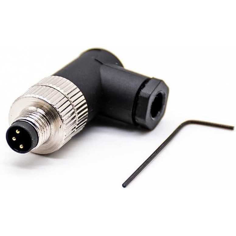 Jual M8 Connector 3 Pin Male Screw Type Connector Elbow A Code | Shopee ...