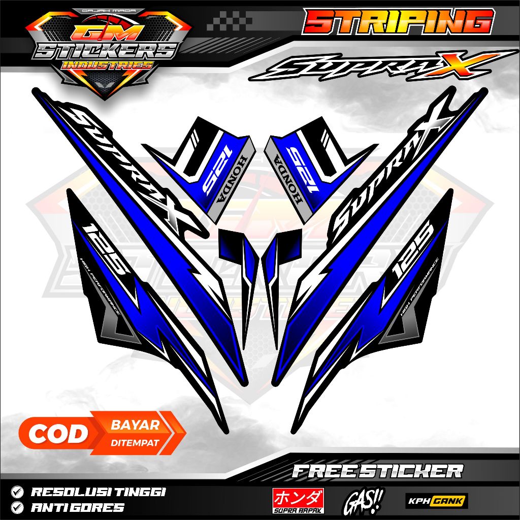 Jual STRIPING STIKER VARIASI HONDA SUPRA X 125 KARBU 2008-2012 KPH K11 ...