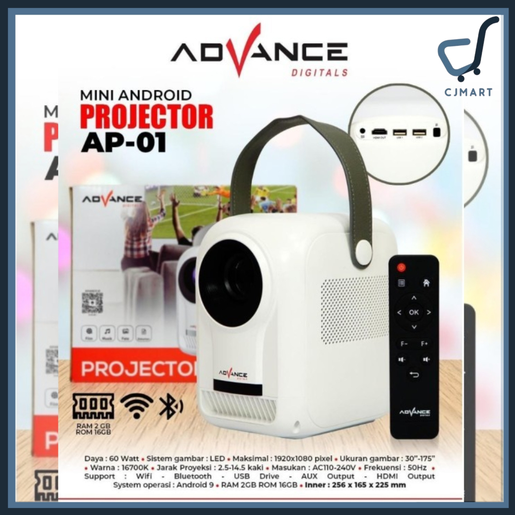 Jual Advance Proyektor/Projector Android TV HD 1080P-4K Smart Projector ...