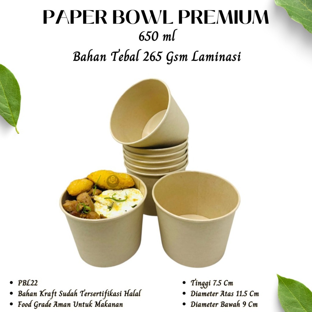 Jual Paper Bowl 650 Ml Tanpa Tutup Bowl 650 Ml (Isi 25 Pcs-PBL22 ...