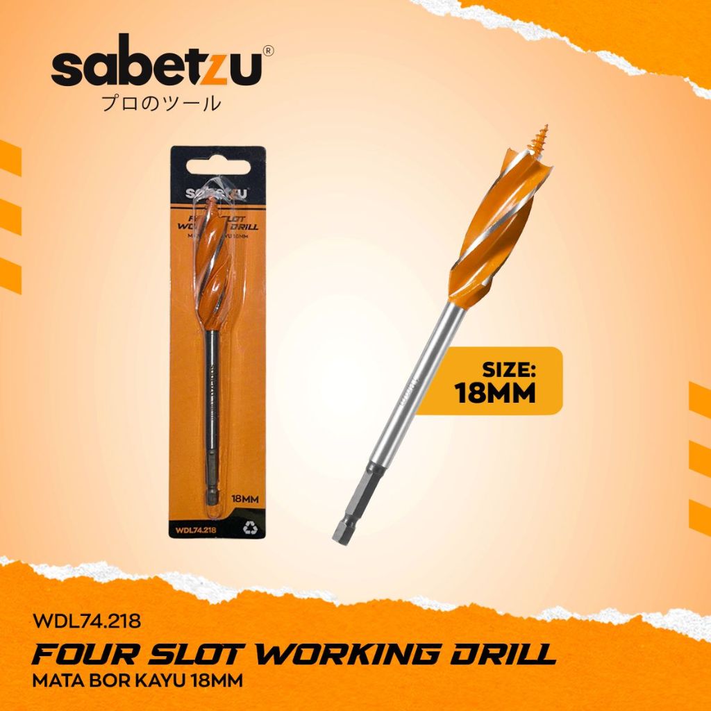 Jual SABETZU Mata Bor Kayu 18mm Auger Bit Three Point Four Slot Wood ...
