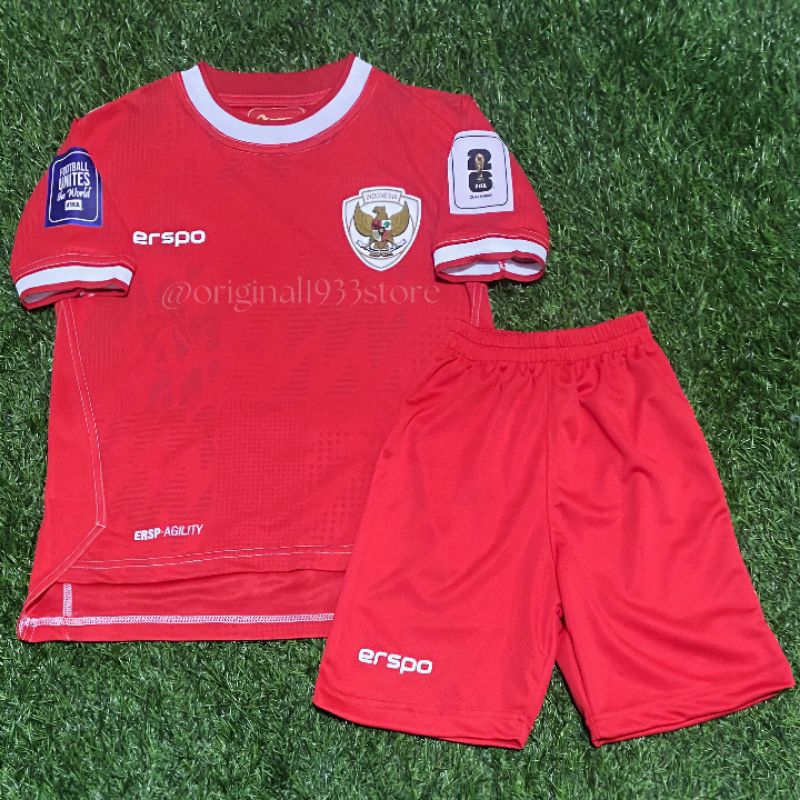 Jual Jersey Timnas Anak 2024 Home Fullpatch Piala Dunia Setelan Baju Anak Setelan Baju Bola Anak ...