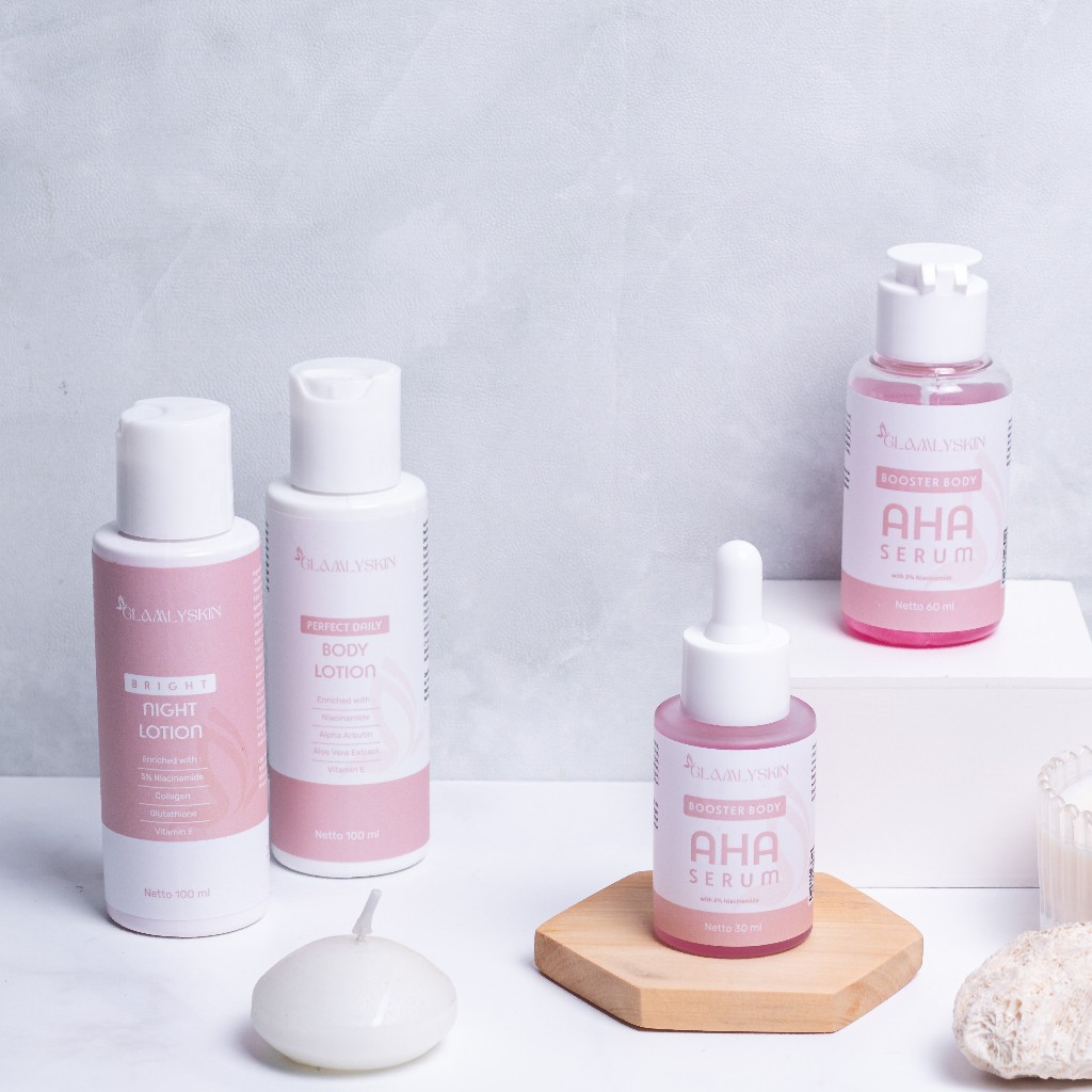Jual Paket Bundling GlamlySkin Perfect Daily & Bright Night Lotion @100ml + Booster Body AHA ...