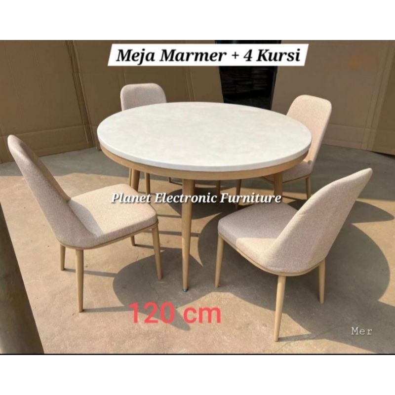 Jual Meja Makan Marmer 4kursi 120cm Dining table Dining set Meja marmer ...