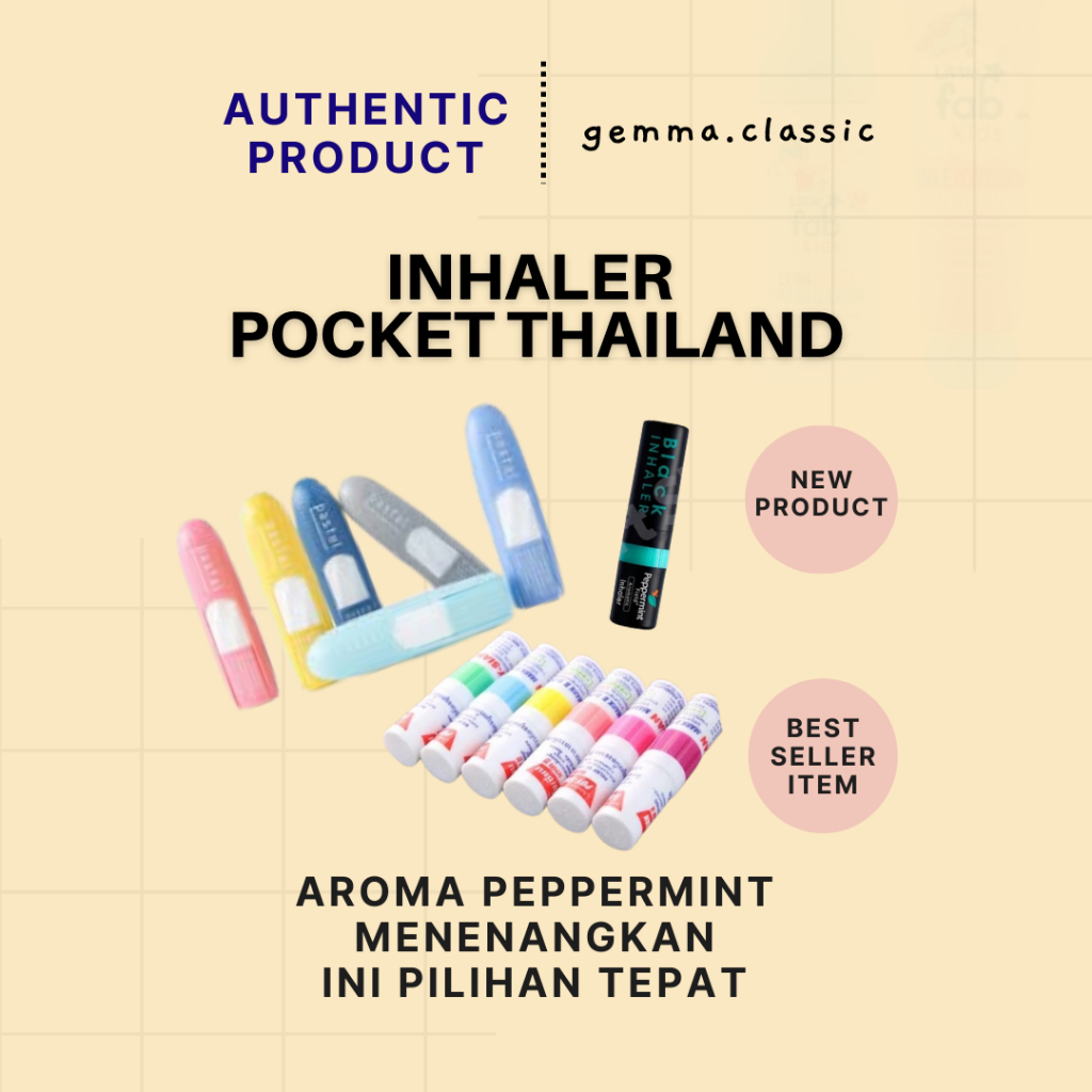 Jual Inhaler Pocket Thailand / Poy Sian Inhaler / Black Peppermint ...