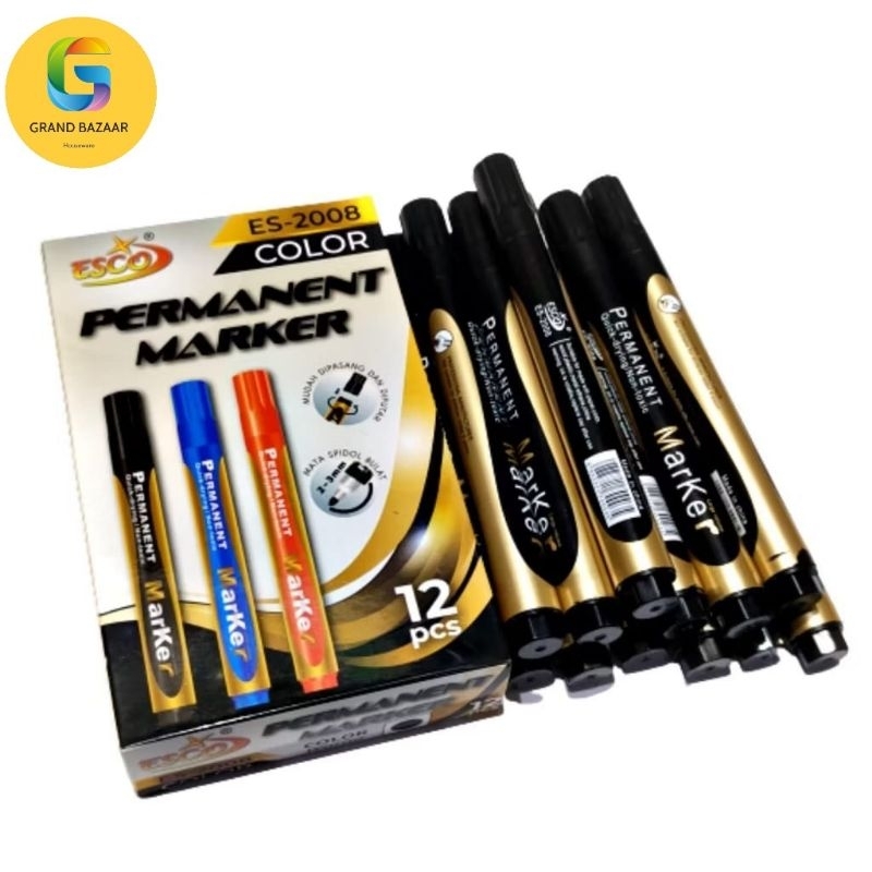 Jual Spidol Hitam Permanent ESCO Permanent Marker (Gbz) | Shopee Indonesia