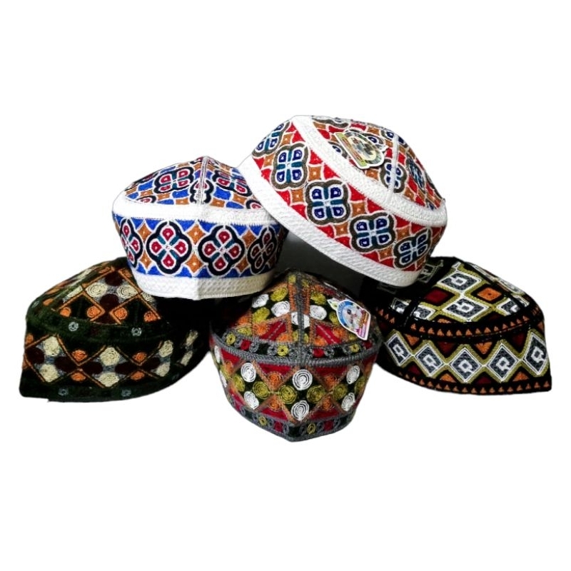 Jual Peci PAKISTAN ORIGINAL MOTIF OVAIS CAPS , Kopiah Pakistan Bordir ...