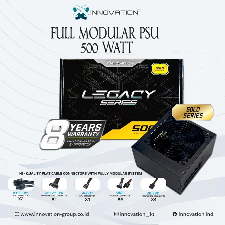 Jual PSU Innovation Legacy 500W 80+ Gold - Full modular Power Supply ...