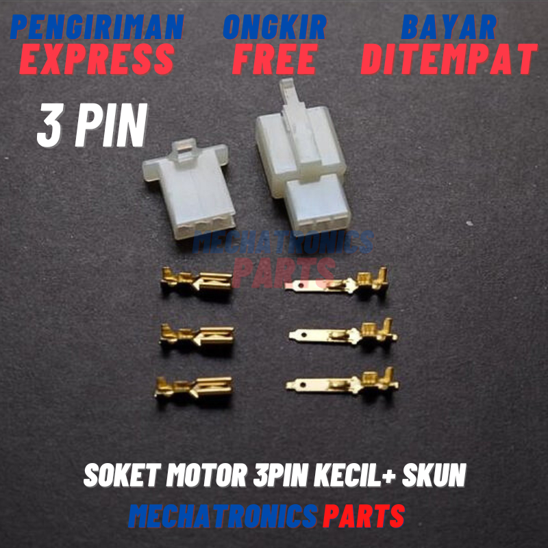 Jual SOKET MOTOR 3PIN KECIL+ SKUN LENGKAP SOCKET 3PIN KONEKTOR KABEL ...