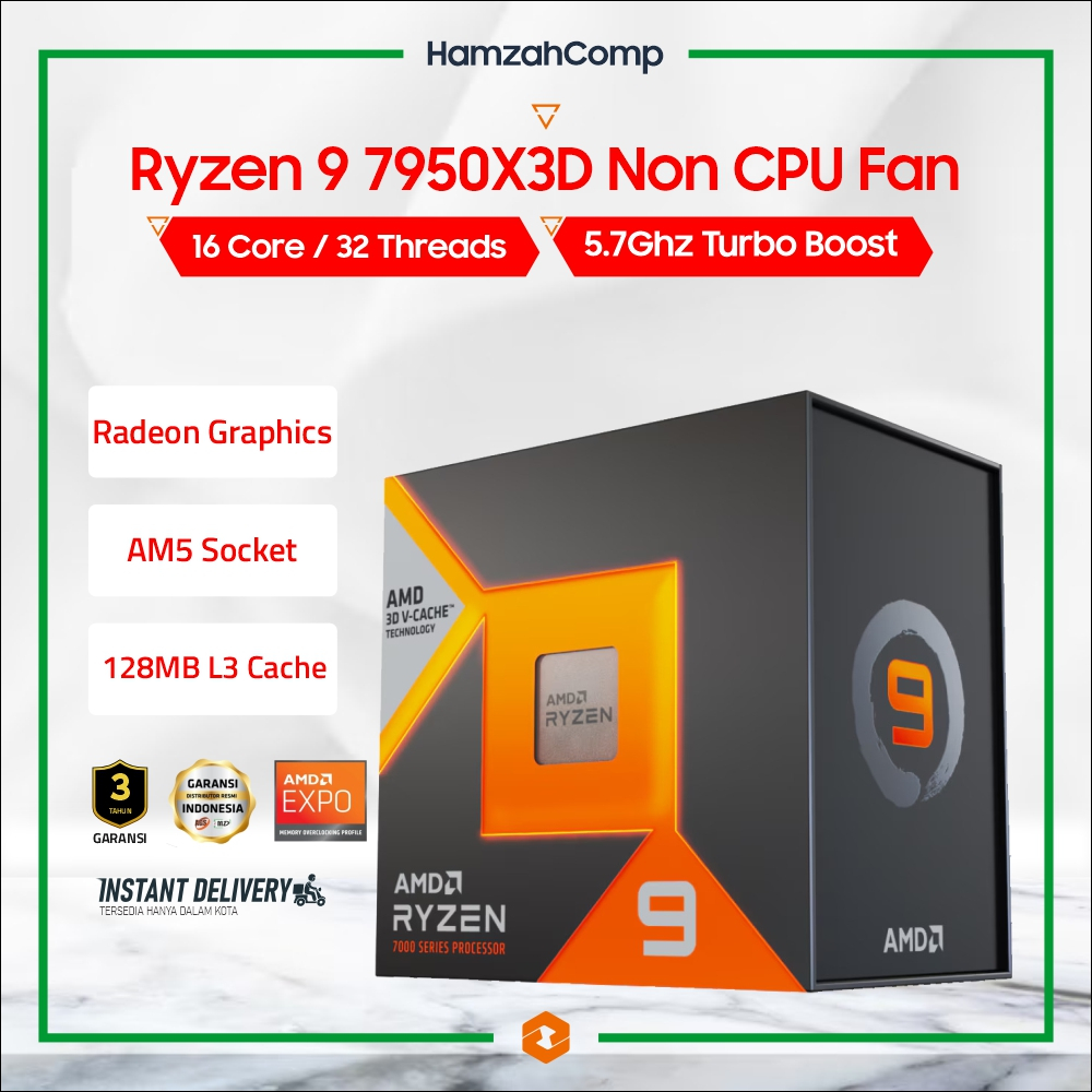 Jual AMD Ryzen 9 7950X3D 4.2Ghz Up to 5.7Ghz 64MB Cache Box Non CPU Fan ...