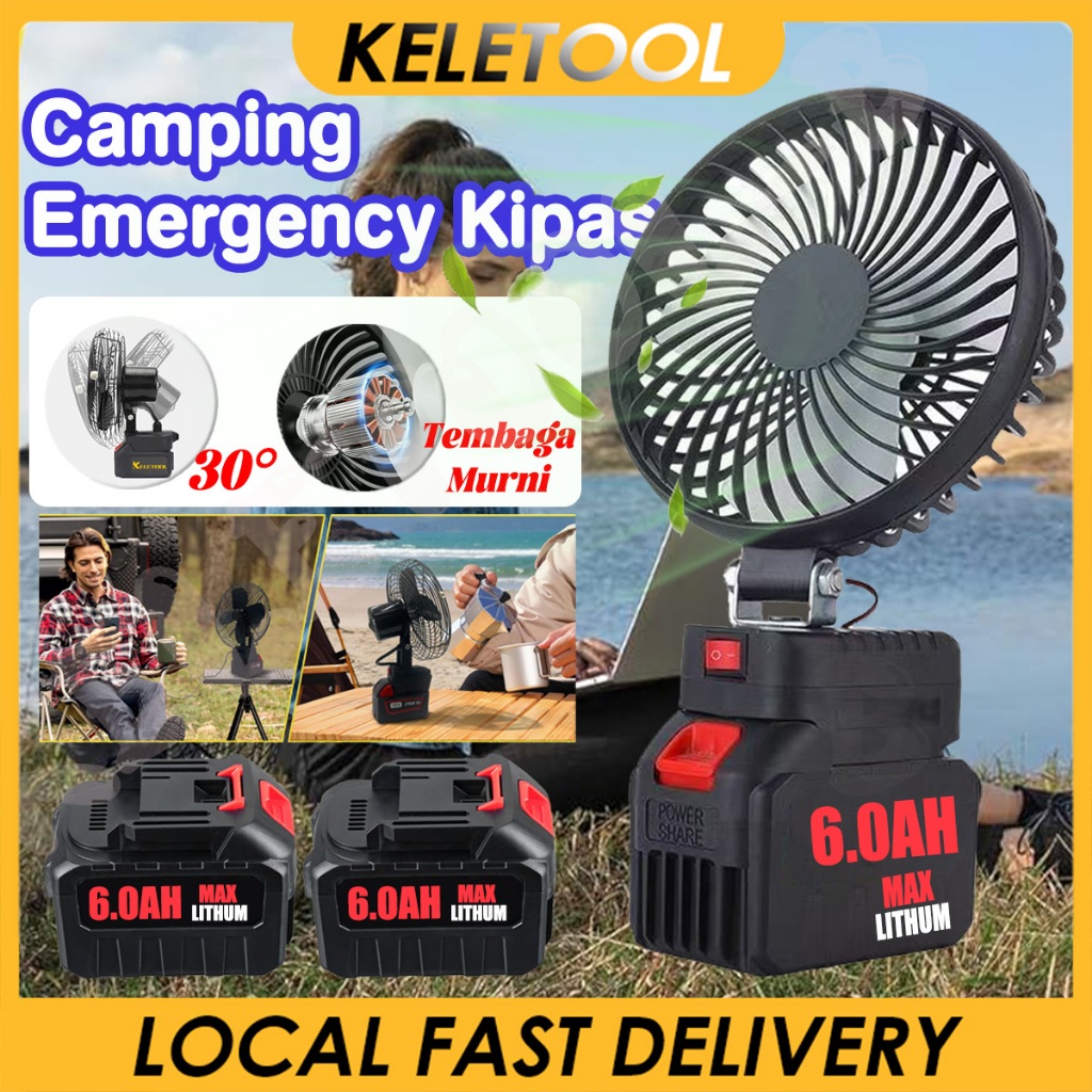 Jual 8" inch 6.0AH Camping Emergency Kipas Tanpa Kabel Kemah Dapat ...