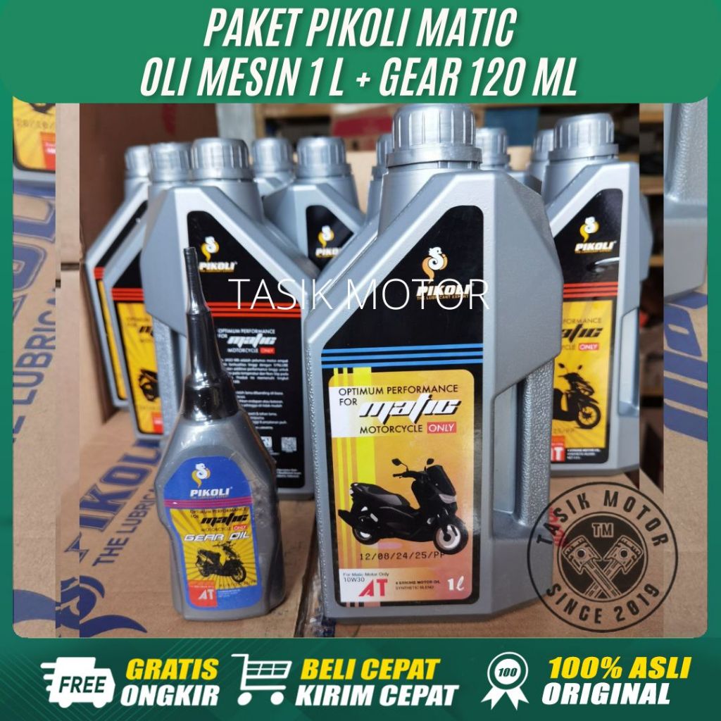 Jual PAKET OLI PIKOLI MATIC 1 Liter 800 ml+ GEAR PIKOLI 120 ML SAE 10W ...