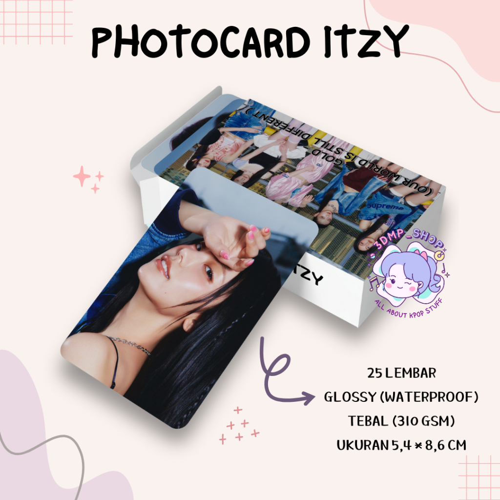 Jual [25 lembar] Photocard Lomo Photo card Lomocard ITZY Gold Born To Be Cheshire Blah blah blah ...