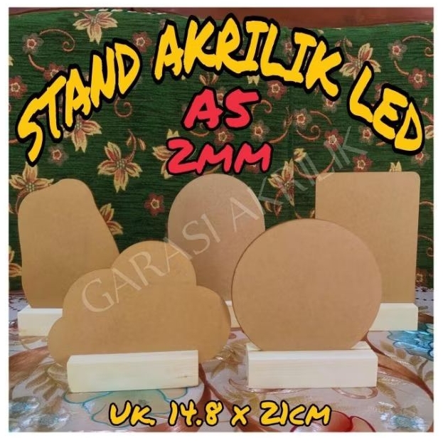 Jual Akrilik Stand Kayu LED A5 / Akrilik 2MM A5 1 Set | Shopee Indonesia