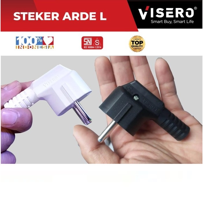 Jual Steker Arde L VISERO VS-104L 16A 250V Colokan Bulat L SNI Hitam ...