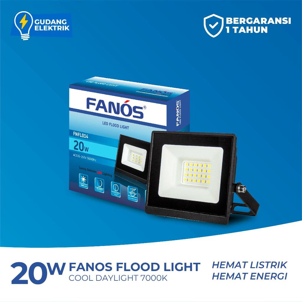 Jual Lampu Tembak Fanos Flood Light 20 Watt Lampu Tembak LED Cool Daylighht Bergaransi Resmi 1 ...