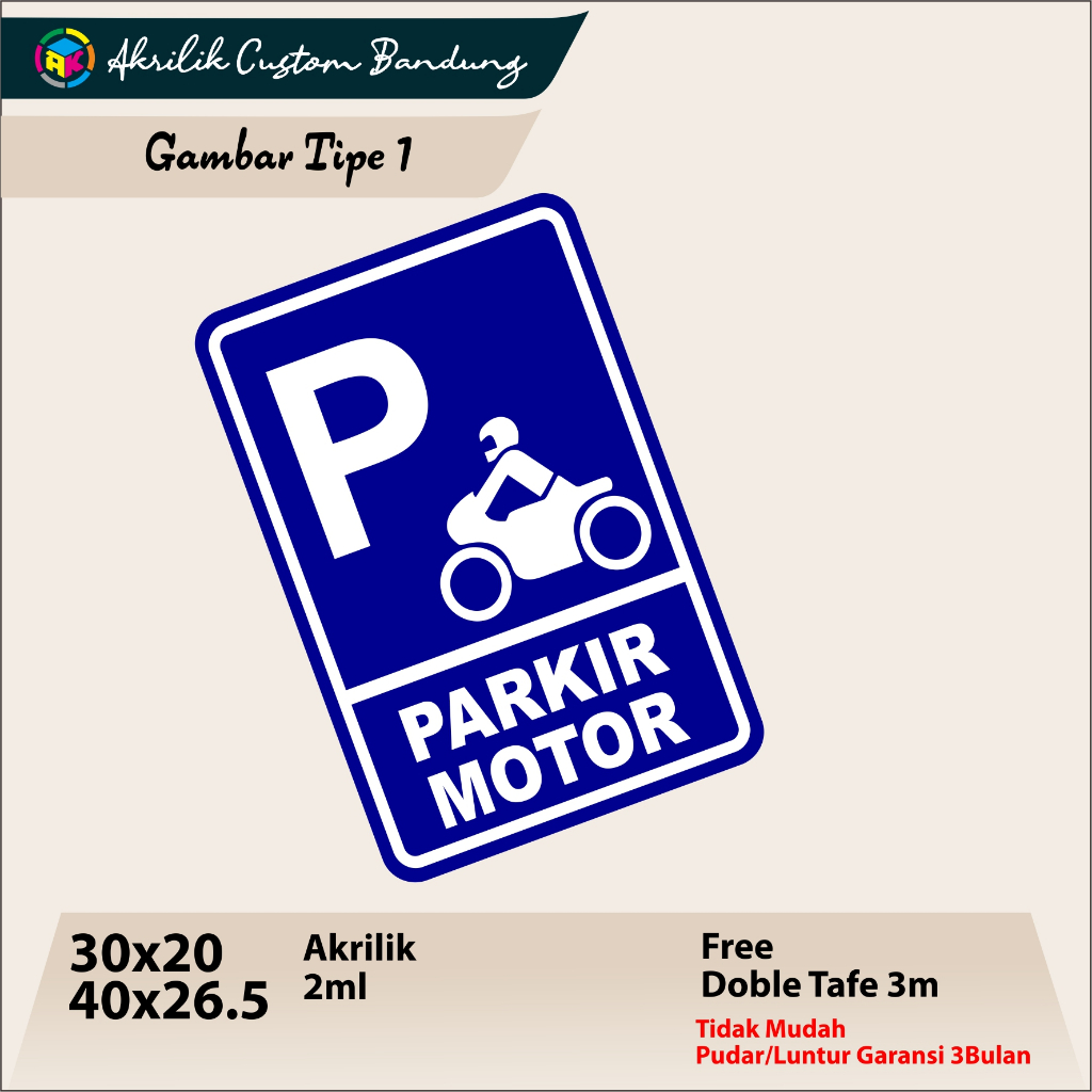 Jual Akrilik Sign Parkir Motor Tipe 1 ACRYLIC SIGN MOTOR | Shopee Indonesia