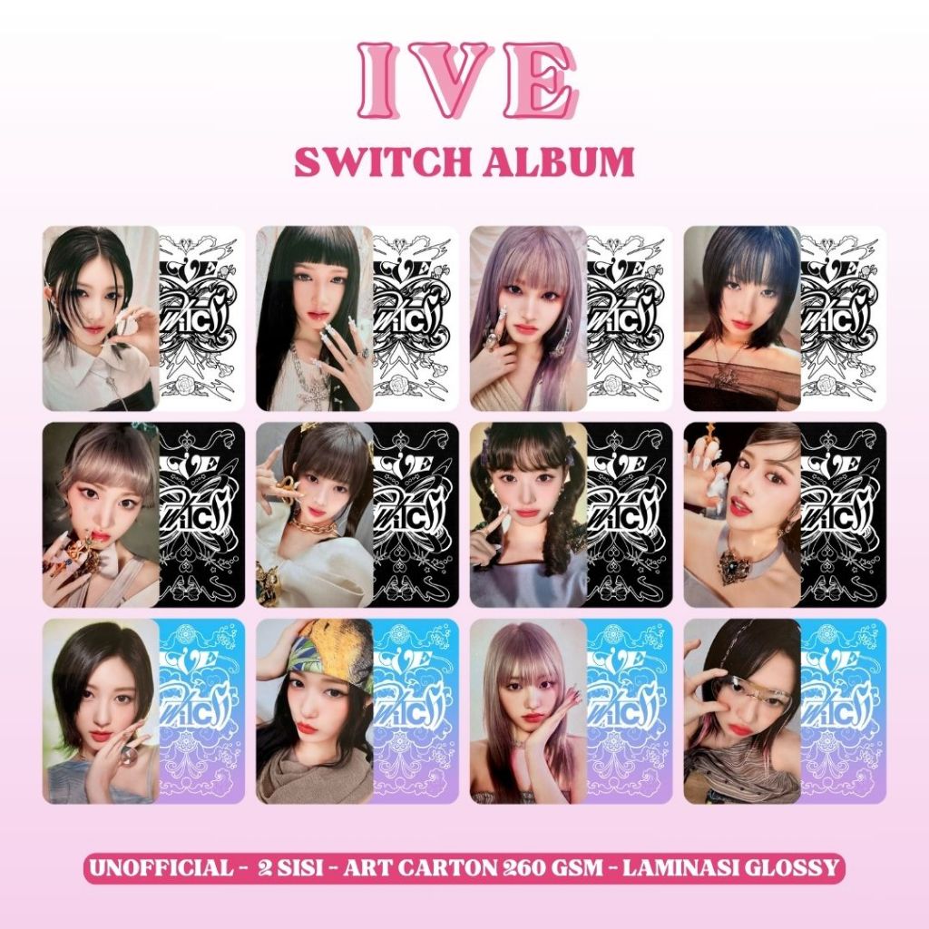 Jual Photocard IVE SWITCH ALBUM - PC Premium 2 Sisi Kartu Kpop Merch Unofficial | Shopee Indonesia