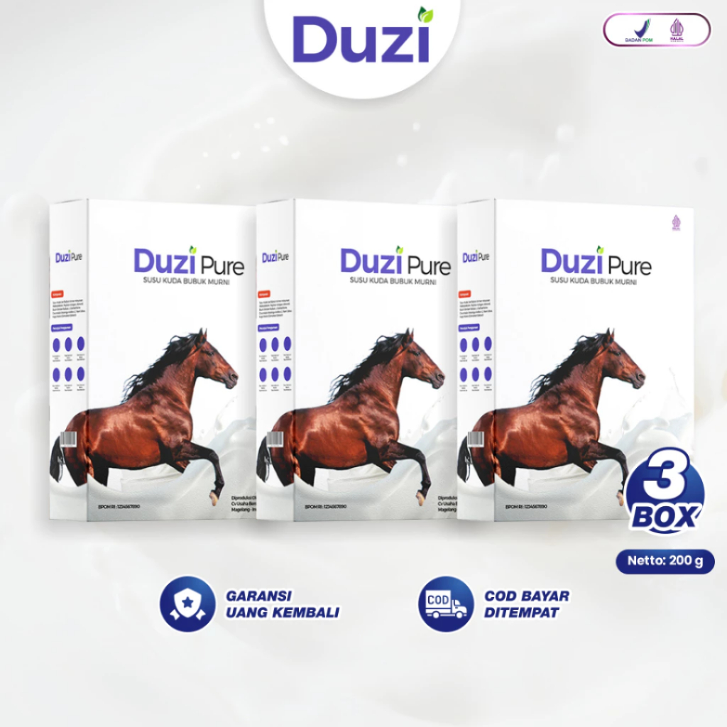 Jual Duzi Pure Susu Kuda Asli Bubuk 200 Gram 3 Box | Shopee Indonesia