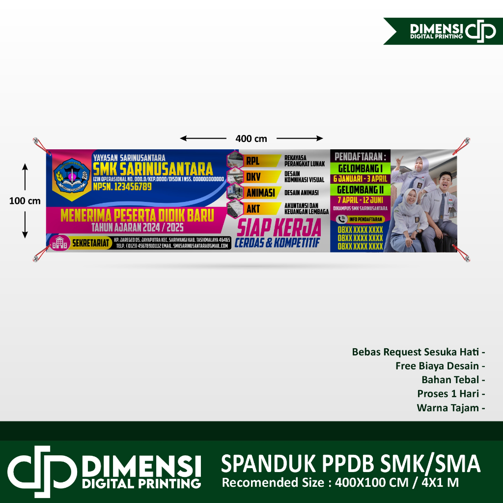 Jual spanduk penerimaan siswa baru / spanduk PPDB / banner PPDB SMA SMK ...