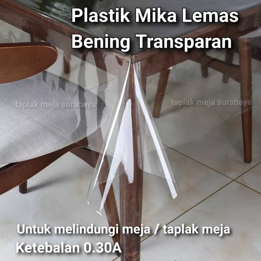 Jual Taplak Meja Plastik Mika Bening Transparan Meteran Tebal 0.30A | Shopee Indonesia