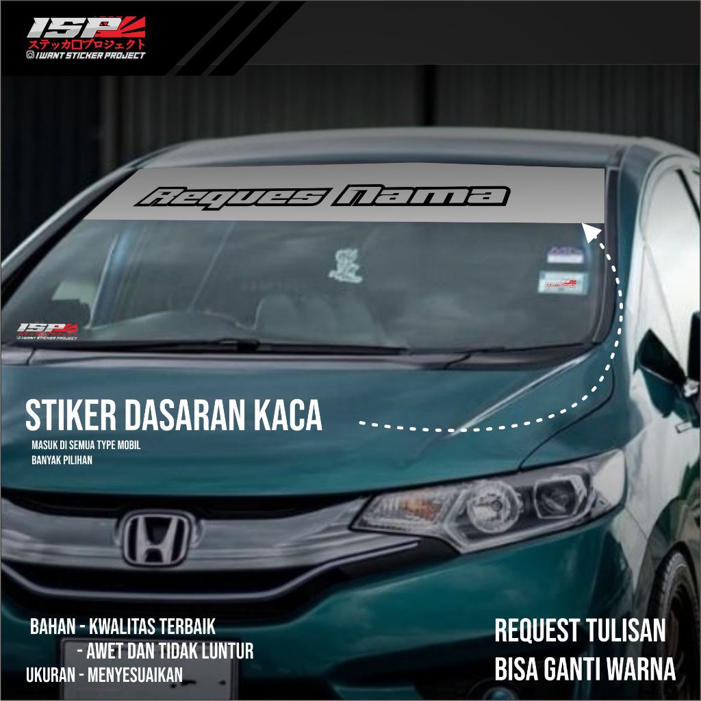 Jual Stiker kaca depan reques / custom ganti contoh tulisan semua mobil ...