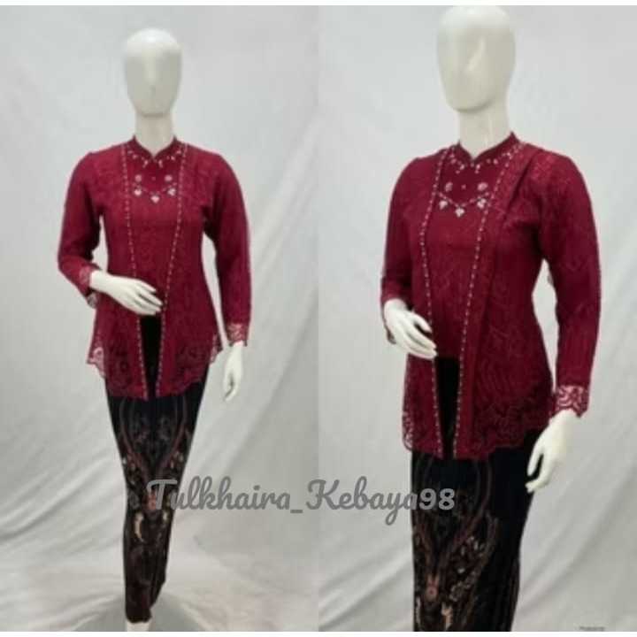Jual Kebaya Wisuda kutu baru Bahan Tille/kebaya modern model kutu baru kerah sanghai kutu baru ...