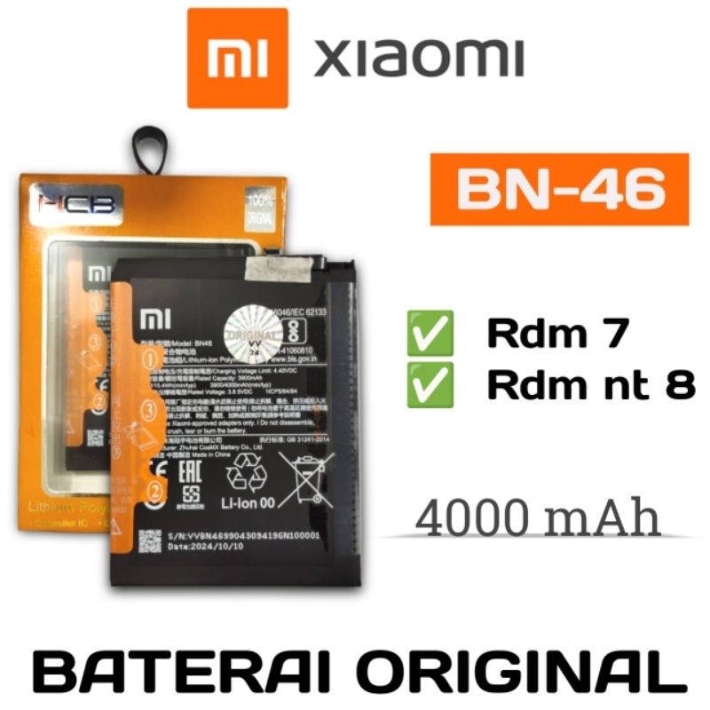 Jual ORIGINAL 100% Battery Xiaomi BN46 BN 46 Redmi 7 / Redmi Note 8 ...