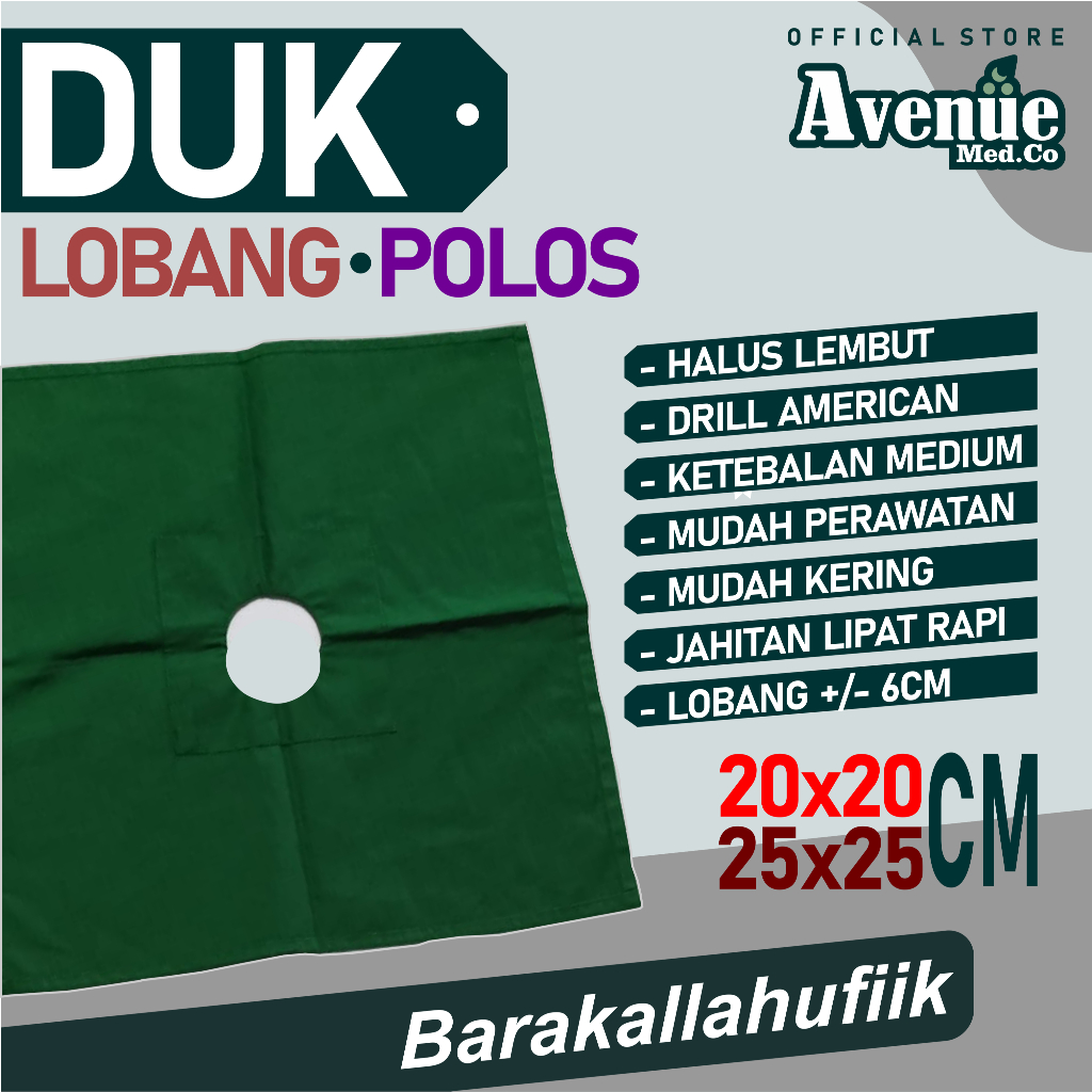 Jual Avenue Med.Co Duk Lobang Polos 25x25cm Kain Operasi Ukuran KECIL ...