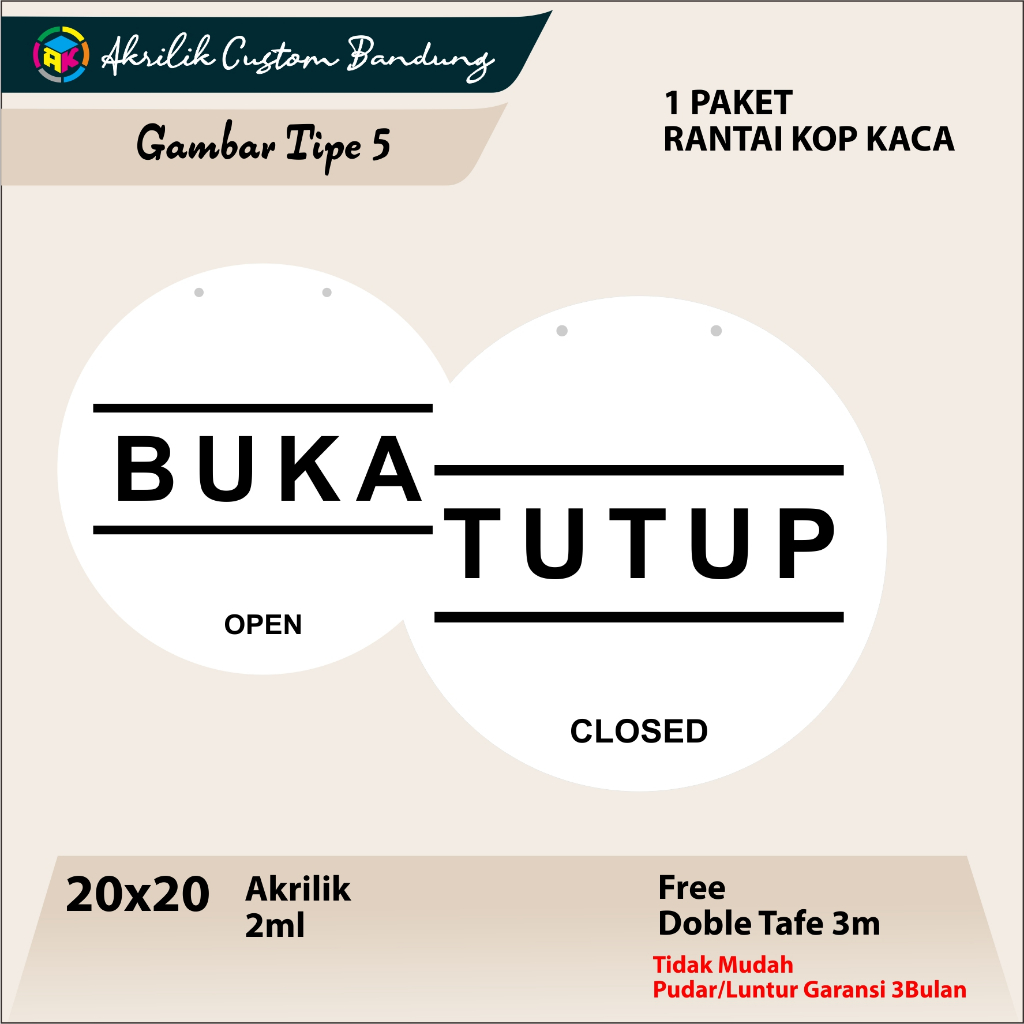 Jual Akrilik Custom Open Close Bulak Balik Tipe 5 Acrylic Custom ...
