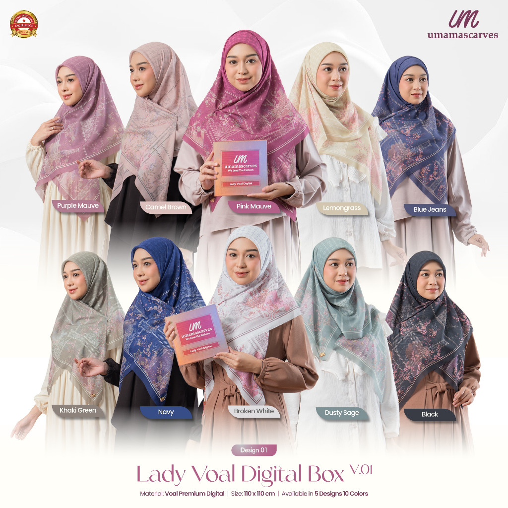 Jual Paket Usaha 10 Box Random Umama Scarves Hijab Segi Empat Motif ...