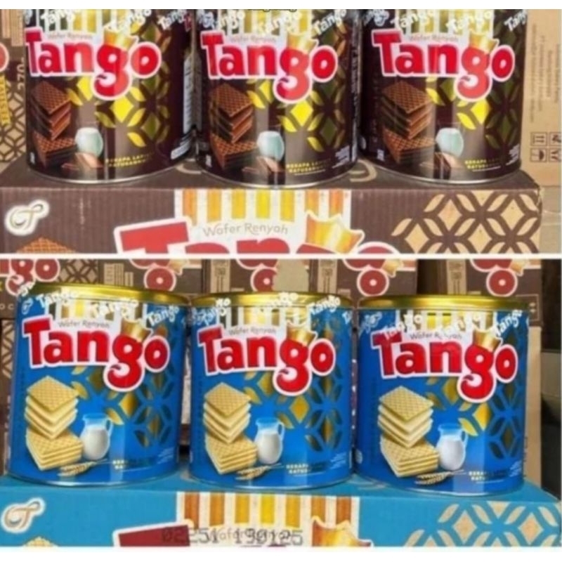 Jual tango wafer coklat vanila kaleng 1 dus isi 6 kaleng 240gram ...