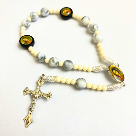 Jual rosario untuk doa novena tiga salam Maria Manik Marmer Putih Bulat ...