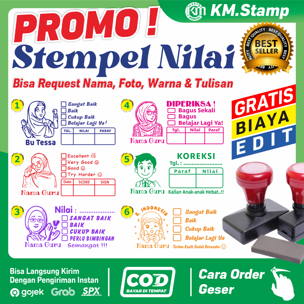 Jual [ PROMO ] STEMPEL GURU VIRAL STEMPEL NILAI GURU STEMPEL CHECKED ...
