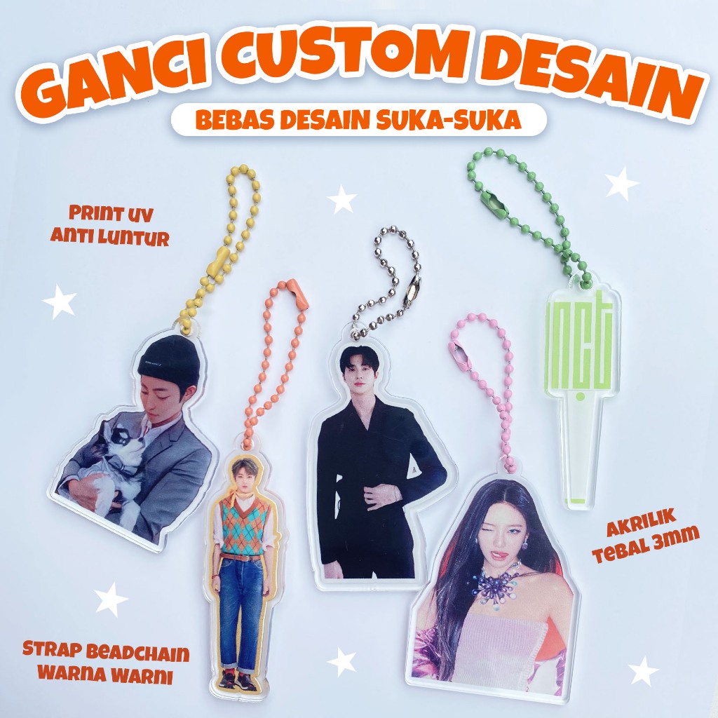 Jual GANTUNGAN KUNCI CUSTOM AKRILIK MODEL RANTAI BEAD CHAIN GANCI BENTUK PRINT UV Kpop | Shopee ...