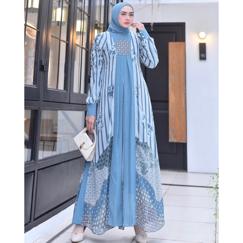 Jual Gamis Zaskia cerruti printing ( dress+hijab) | Shopee Indonesia